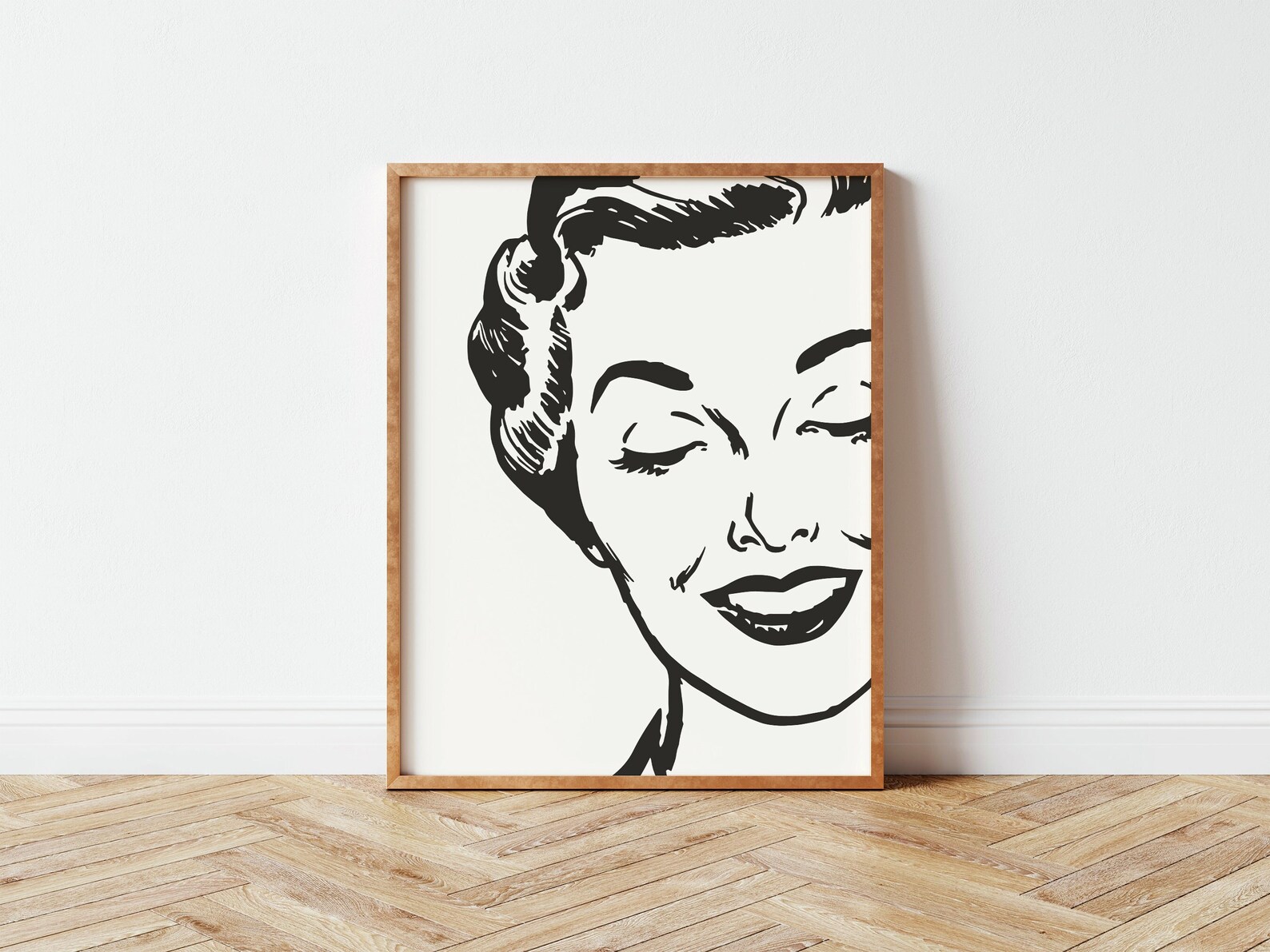 Retro Woman Print for Retro Lover Home Decor Woman Face Feminine ...