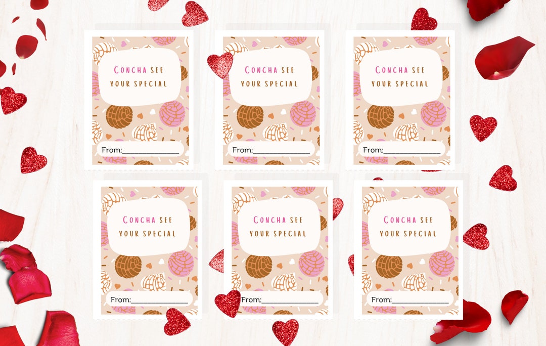 Printable Concha Valentine's Day Cards, Classroom Valentine's Day Cards ...