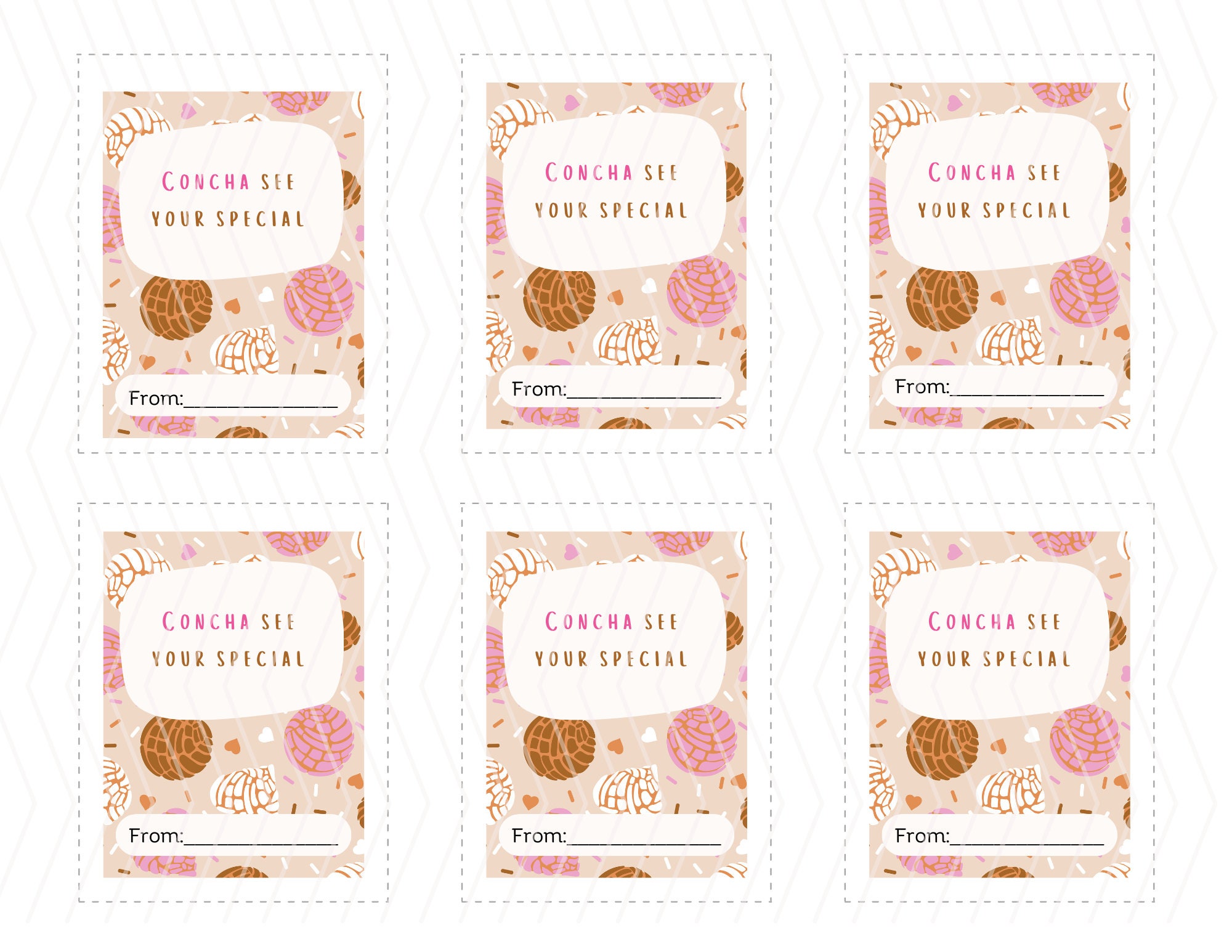 Printable Concha Valentine's Day Cards, Classroom Valentine's Day Cards ...