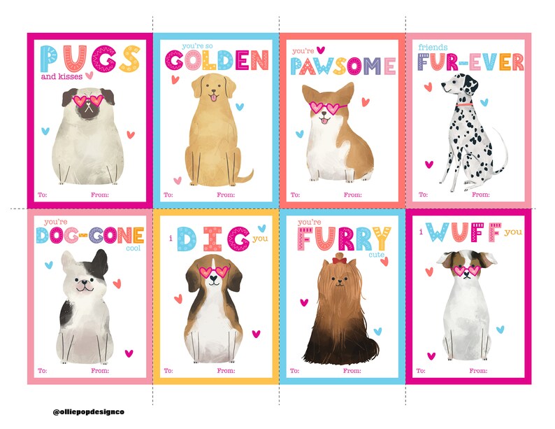 Printable Dog Valentine's Day Cards, Kids Valentine's Day Cards ...