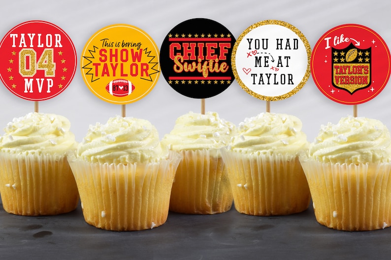 Swiftie Super Bowl Cupcake Topper, Football Party Decor, Taylor Swift ...