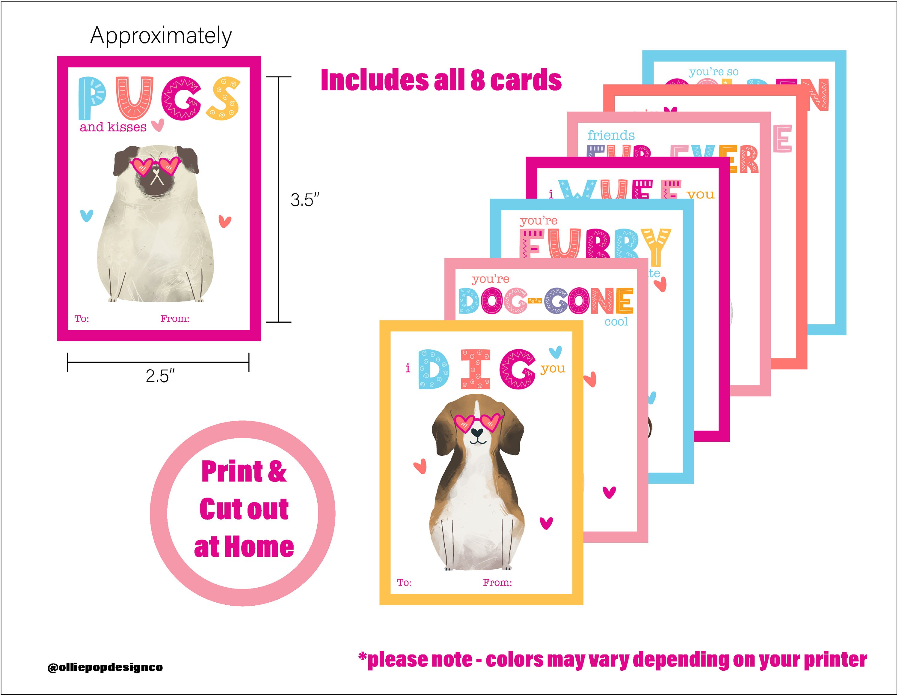 Printable Dog Valentine's Day Cards, Kids Valentine's Day Cards ...