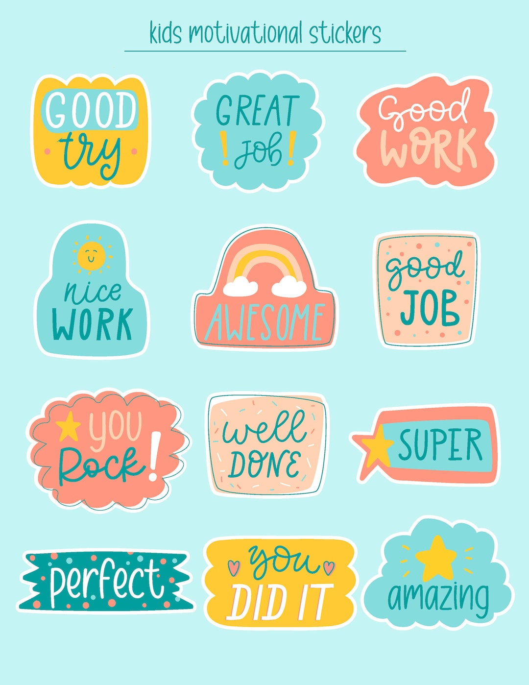 Motivational Stickers, Kids Inspirational Stickers, Water Bottle ...