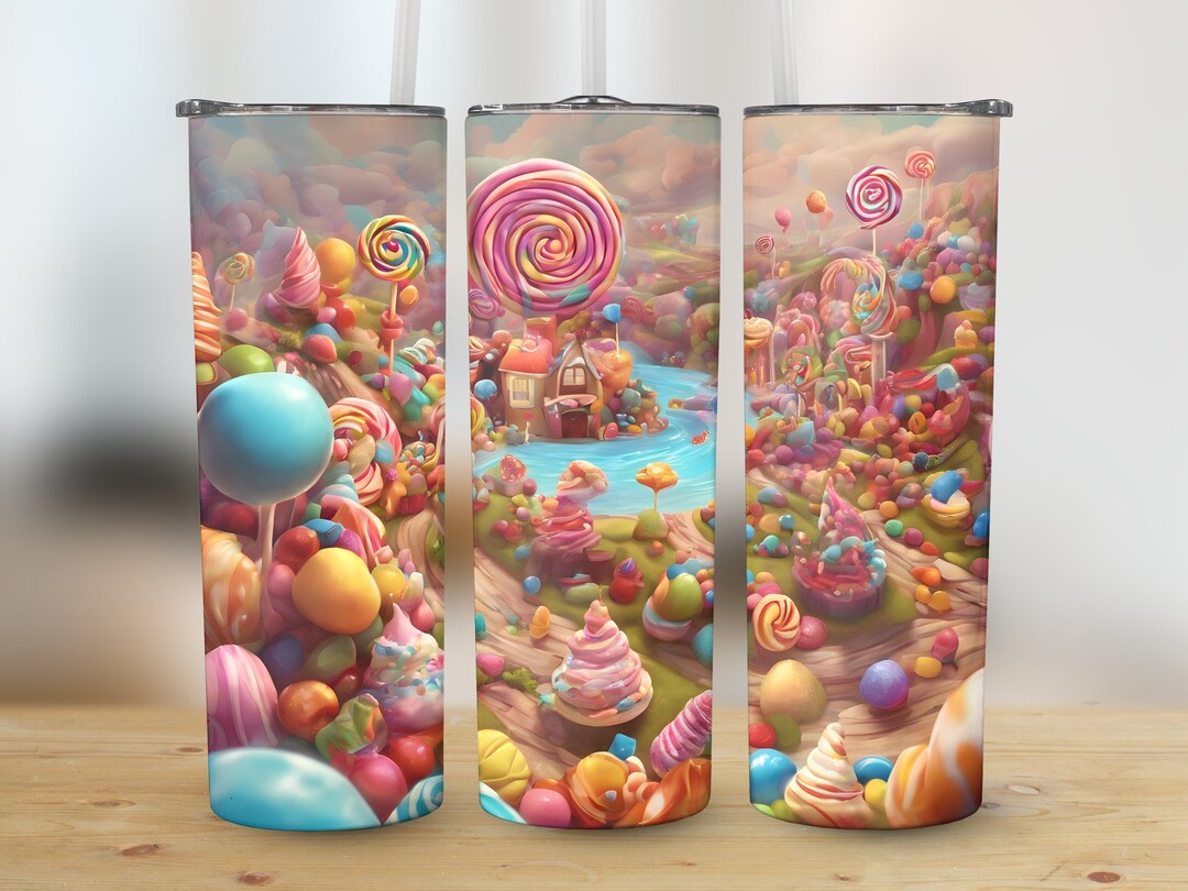 Whimsical Candy Land, Colorful Sweet Treats 20 Oz Skinny Tumbler ...
