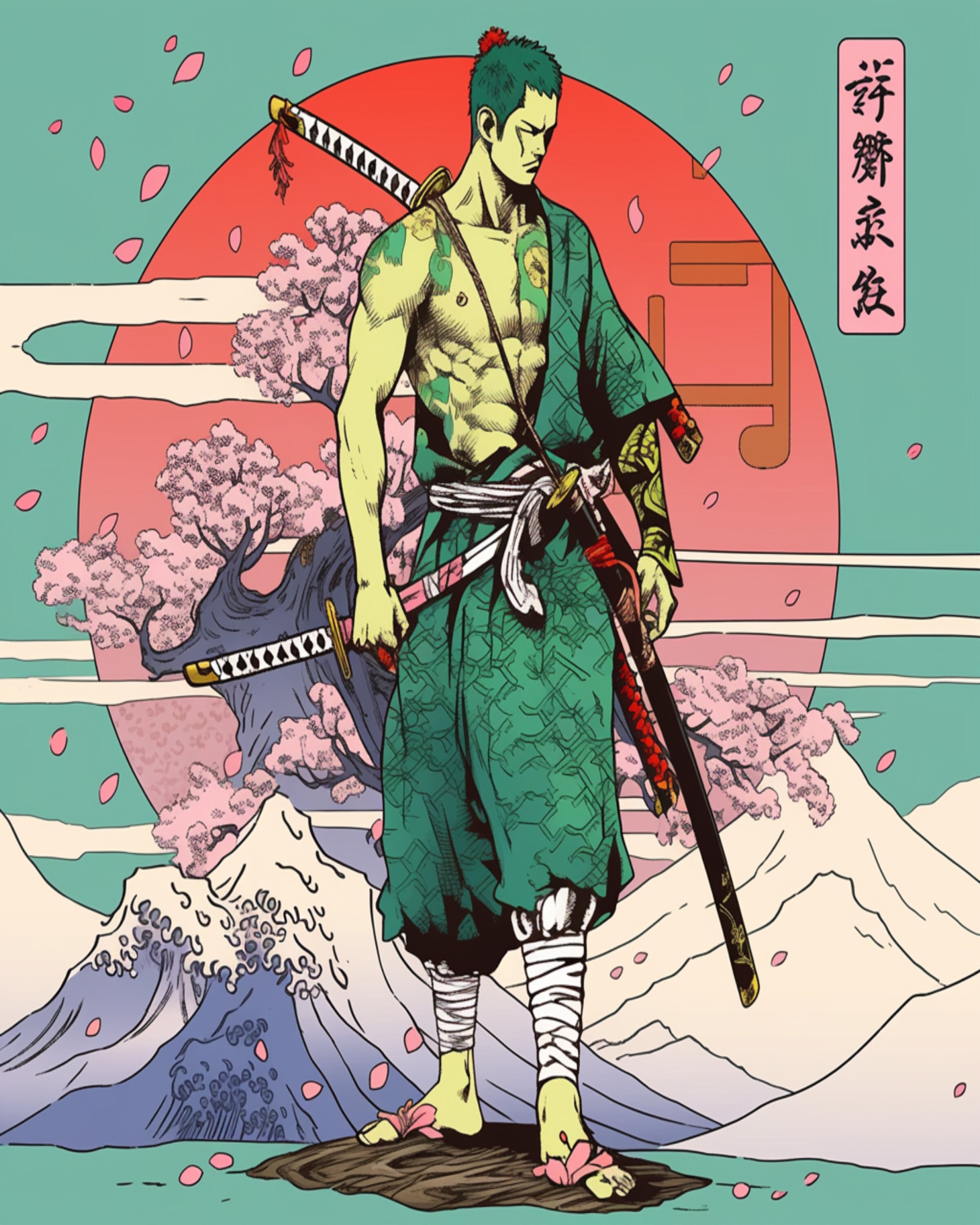 Epic Zoro Digital Poster - One Piece Anime Artwork, Sword Master ...