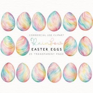 Rainbow Easter Egg Clip Art | Spring Illustrations | Flyer Graphics ...