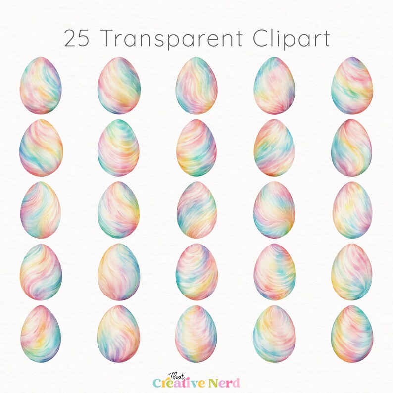 Rainbow Easter Egg Clip Art Spring Illustrations Flyer Graphics Floral ...