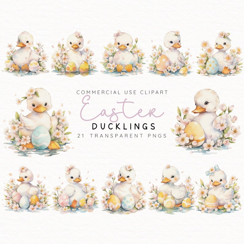 Cute White Watercolor Ducks Clip Art | Baby Shower | Easter Png ...