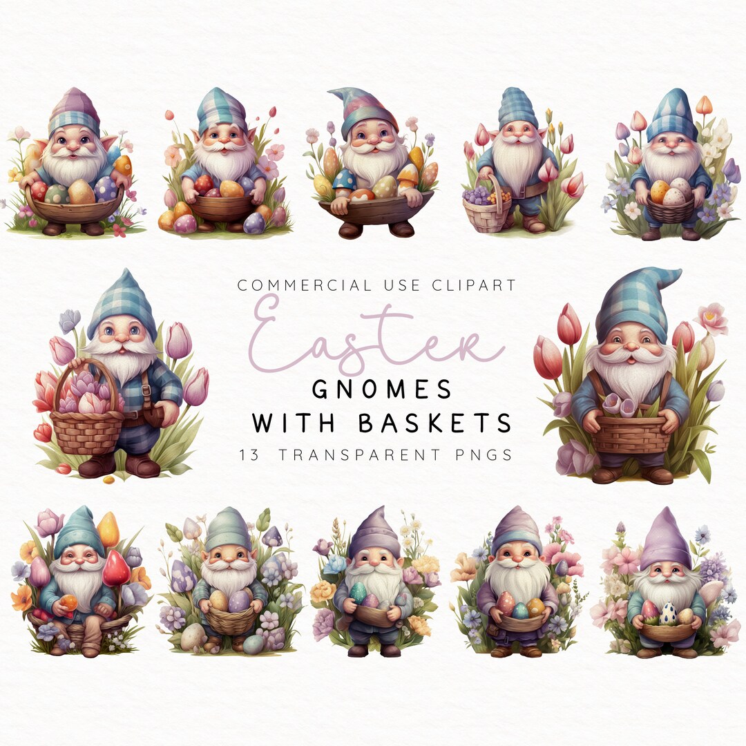 Spring Gnomes Watercolor Clipart| Spring Illustration | Gnome Decor ...
