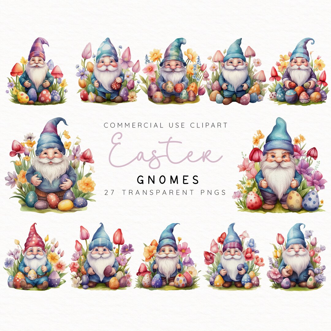 Seasonal Gnome Clipart | Spring Illustration | Gnome Decor ...