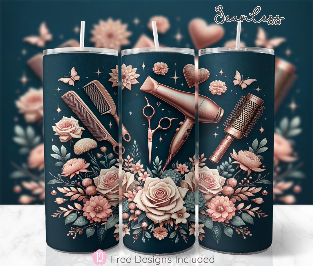 Hairstylist Tumbler Wrap 20oz Hair Salon PNG Rose Gold Hairdresser ...