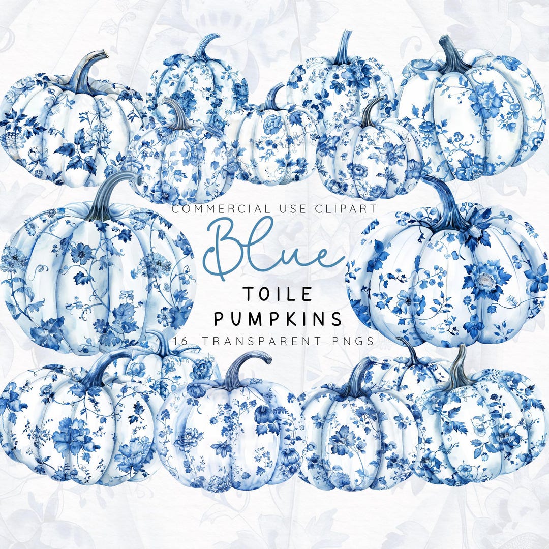 Toile Pumpkin Clipart | Damask Fall | Chinoiserie | Instant Download ...