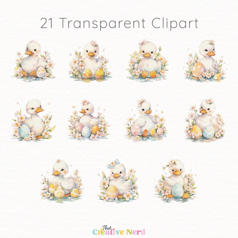 Cute White Watercolor Ducks Clip Art | Baby Shower | Easter Png ...