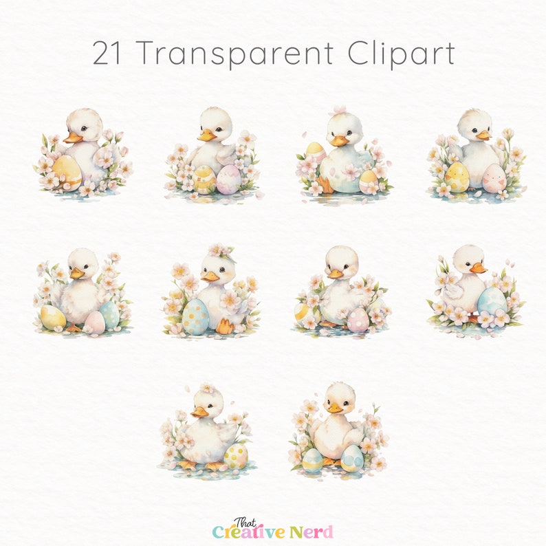 Cute White Watercolor Ducks Clip Art | Baby Shower | Easter Png ...