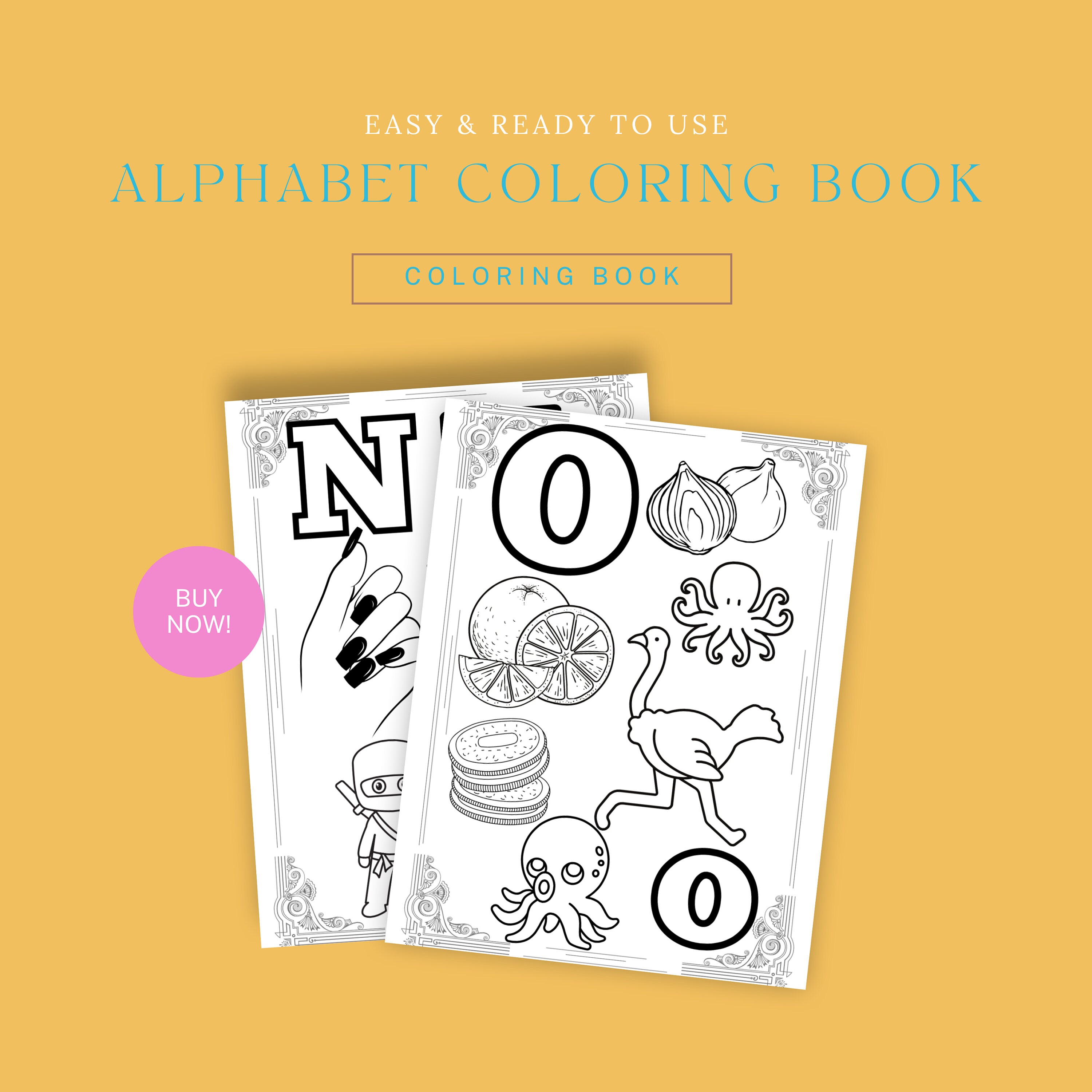 Kids Digital Coloring Book, Alphabet Coloring Book, Digital Learning - Etsy