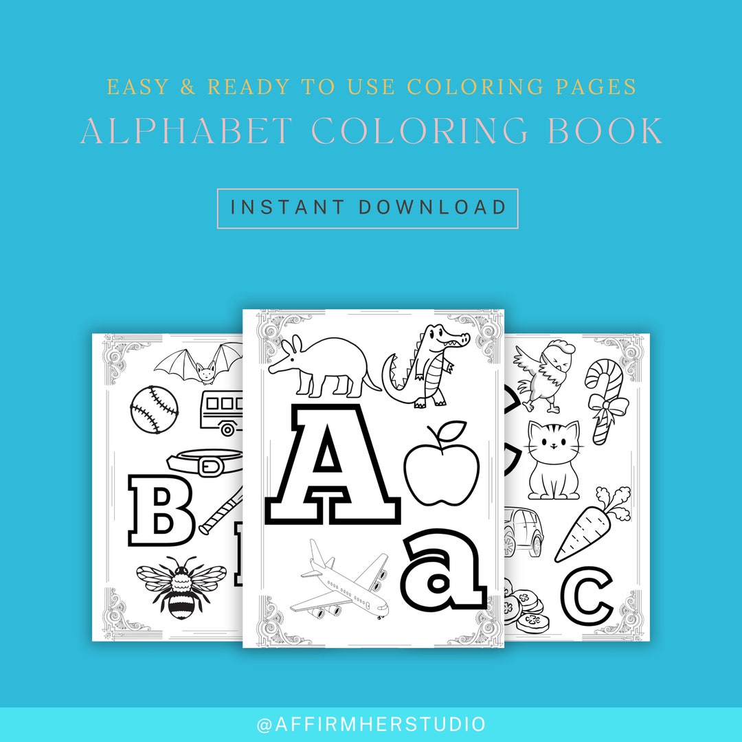 Kids Digital Coloring Book, Alphabet Coloring Book, Digital Learning - Etsy