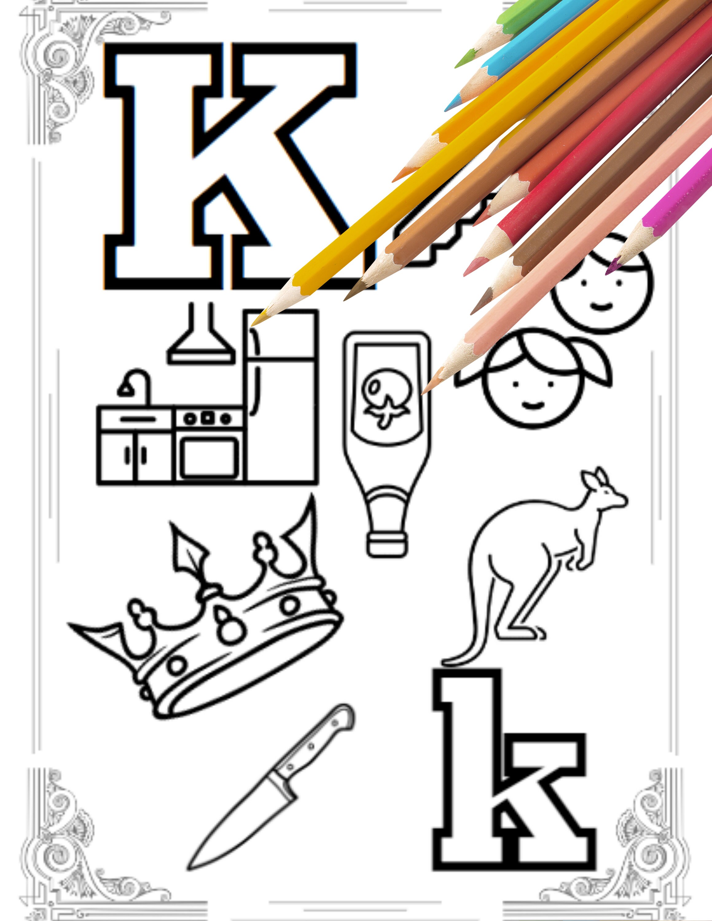Kids Digital Coloring Book, Alphabet Coloring Book, Digital Learning - Etsy