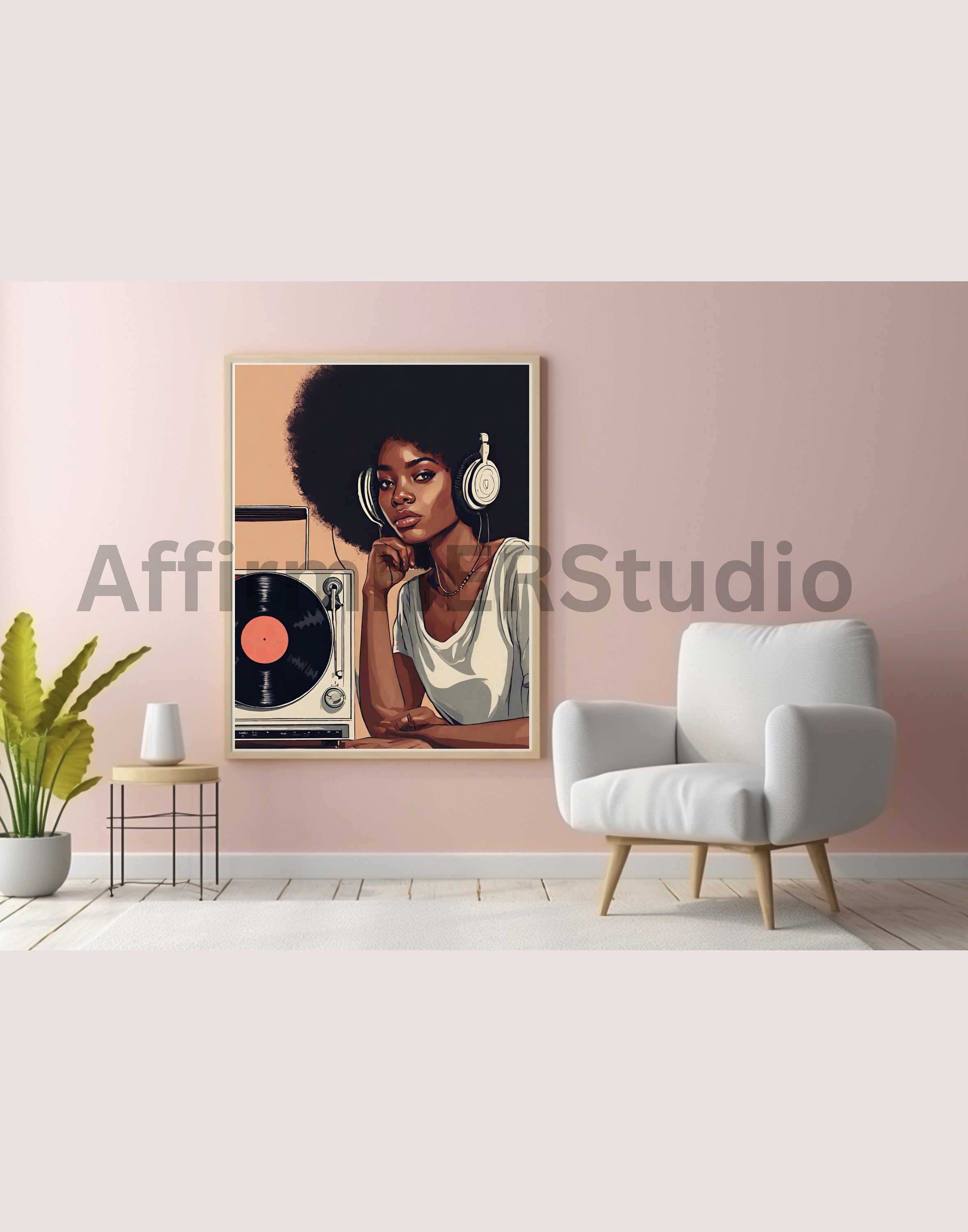 Girl Art, Digital Download, Relax,record Player Art - Etsy