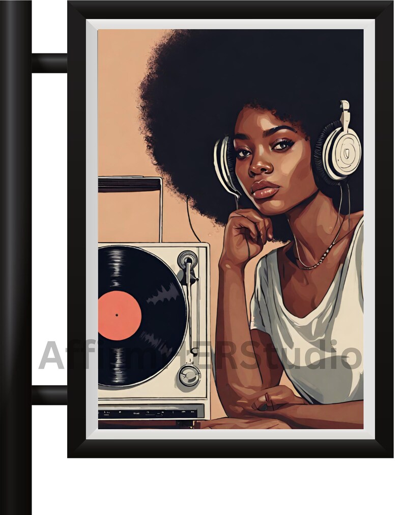 Girl Art, Digital Download, Relax,record Player Art - Etsy