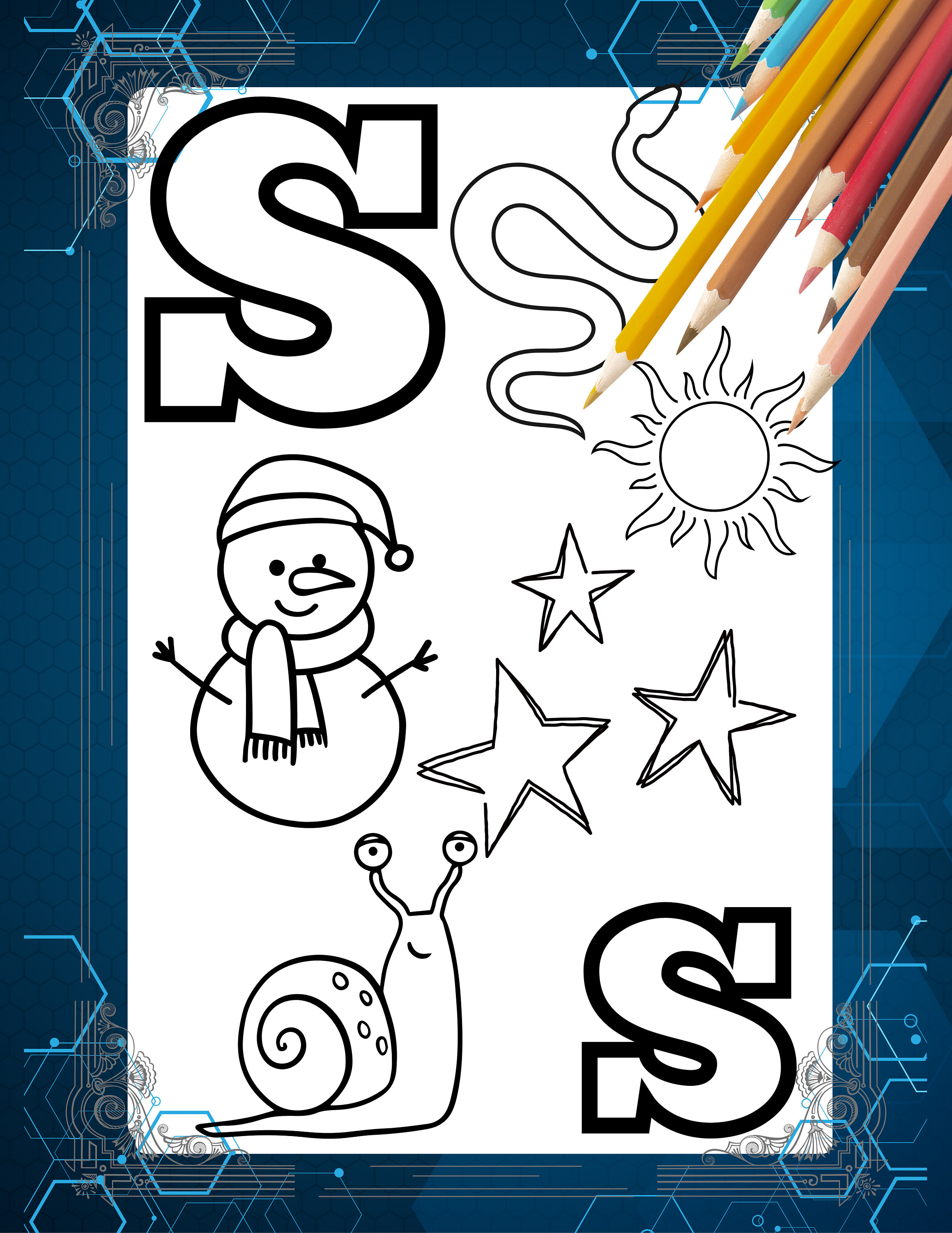 Kids Digital Coloring Book, Alphabet Coloring Book, Digital Learning - Etsy