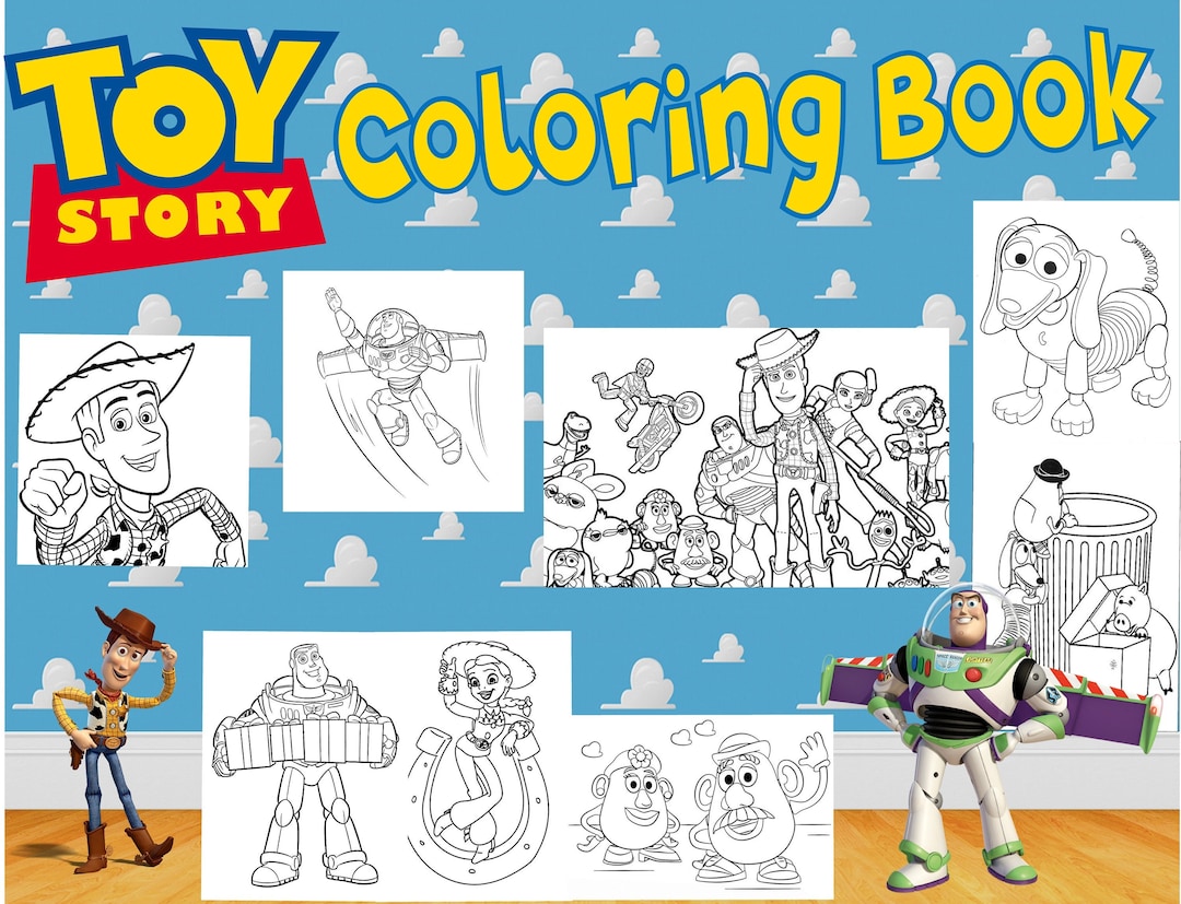 Toy Story Coloring Book, 192 Pages, Kids & Adult Art, Instant Download ...