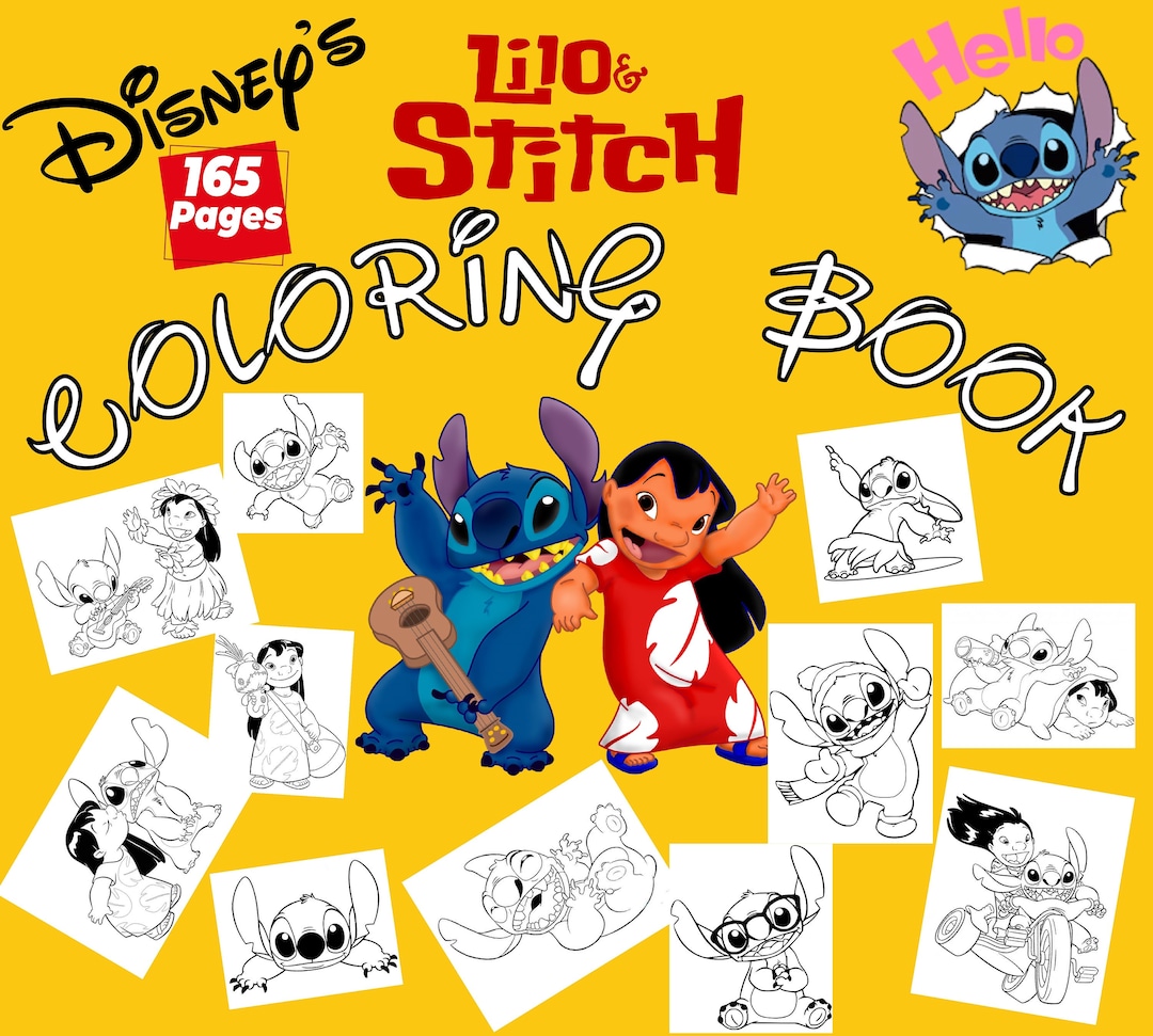 Lilo and Stitch Coloring Book, 165 Pages, Kids & Adult Art, Instant ...