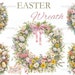 8 Easter Wreath Clipart, Watercolor Easter Egg Floral Spring Wreaths ...