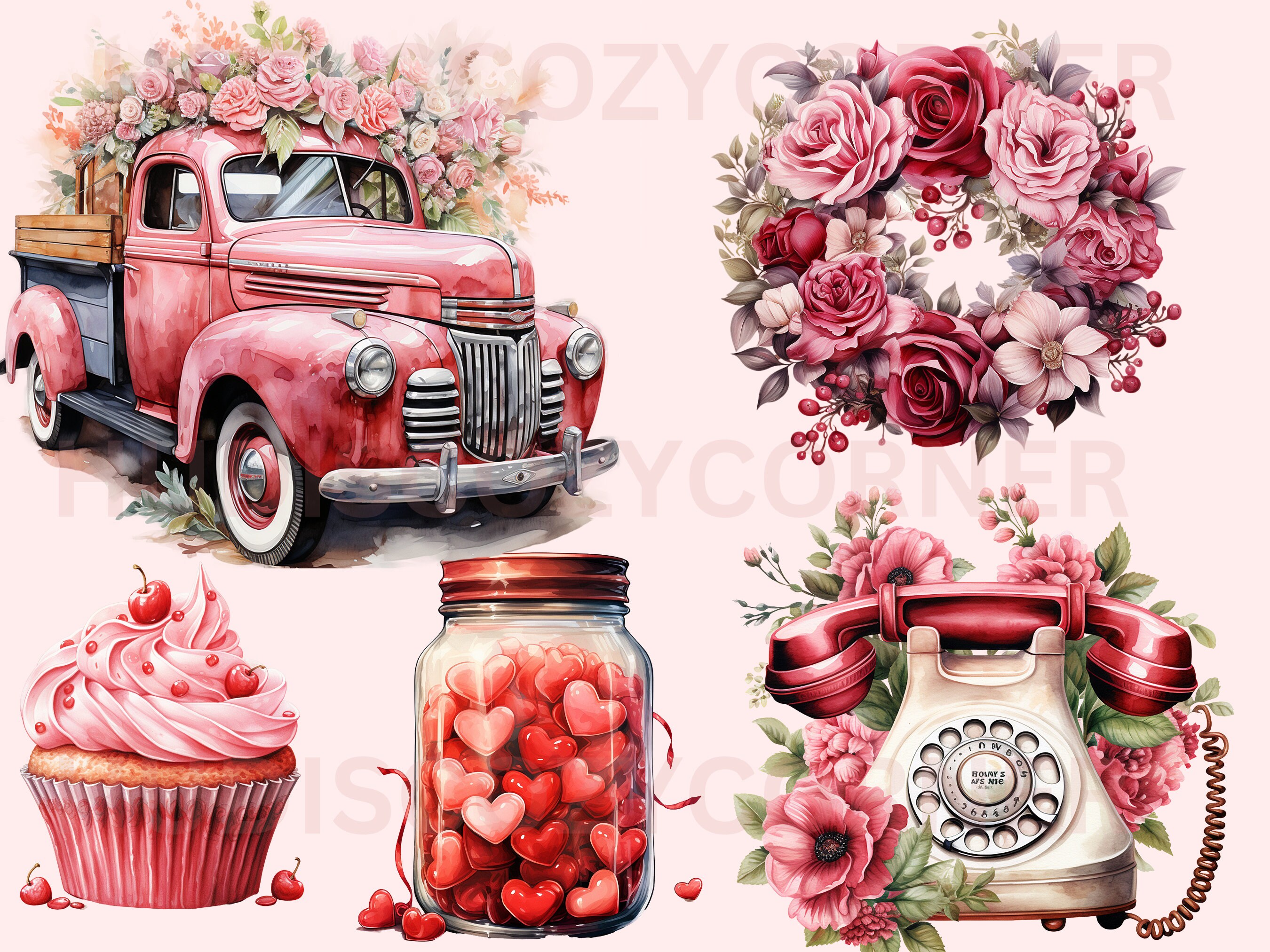 17 Vintage Valentine's Day Clipart Bundle, Printable High Quality JPG ...