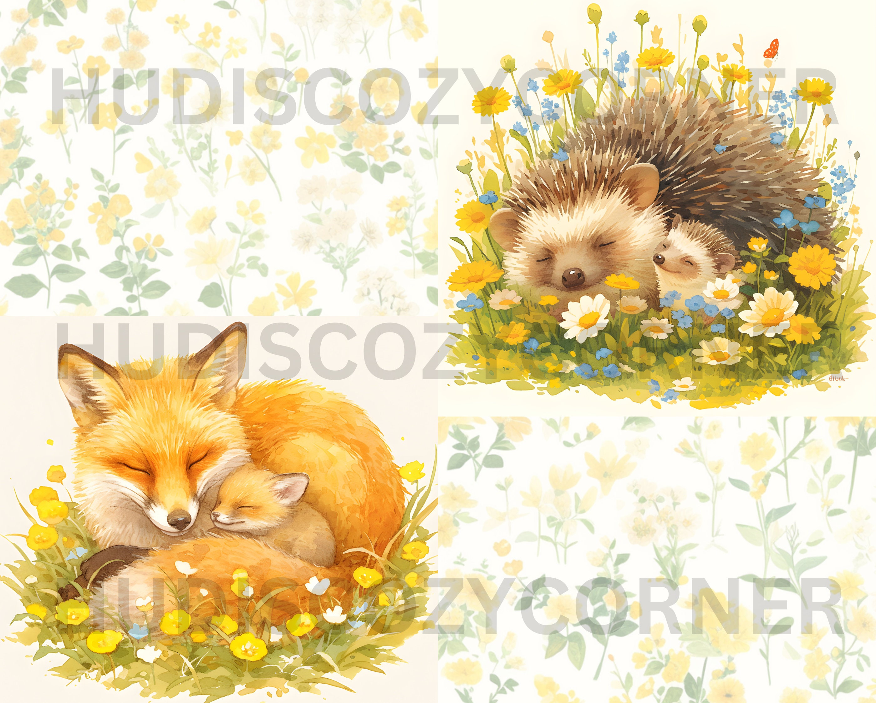 8 Mother and Baby Animal Clipart Bundle, Watercolor Cute Mothers Day ...