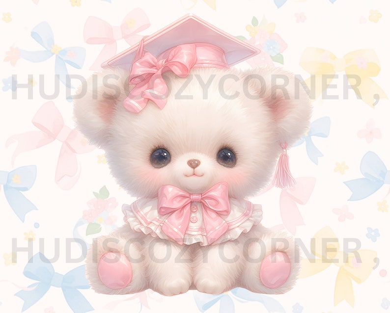 15 Graduating Teddy Bear Clipart Bundle, Watercolor Cute Grad Bear ...