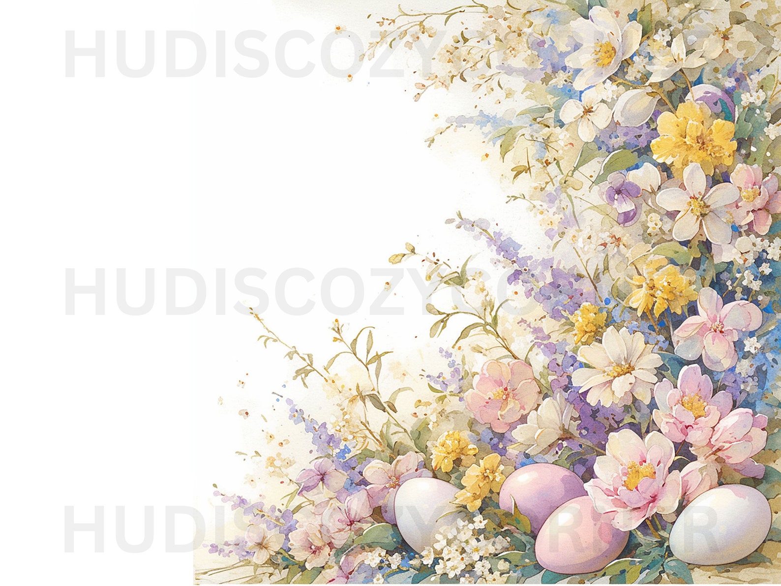 15 Easter Flower Clipart Border, Watercolor Spring Corners, JPG Bundle ...