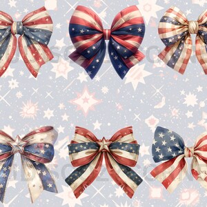 22 Coquette 4th of July Bow Clipart, Watercolor Retro Ribbon of ...