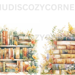 11 Watercolor Floral Book Border Clipart, Watercolor Flower Books ...