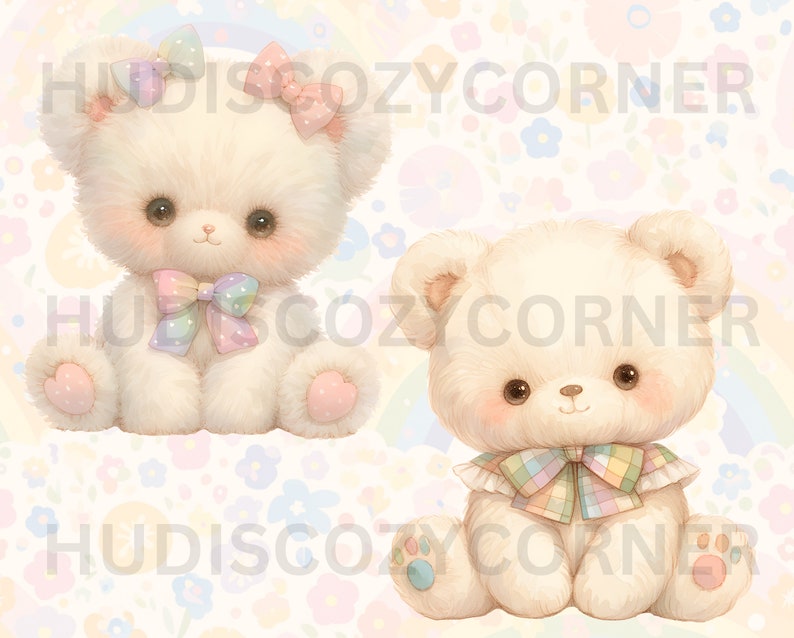17 Cute Rainbow Themed Teddy Bear Clipart, Watercolor Pastel Teddies ...