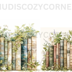 11 Watercolor Floral Book Border Clipart, Watercolor Flower Books ...