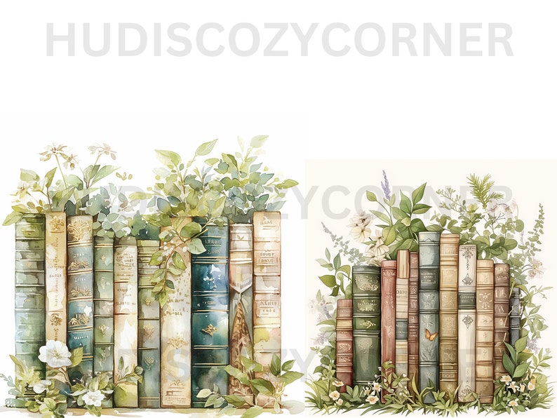 11 Watercolor Floral Book Border Clipart, Watercolor Flower Books ...