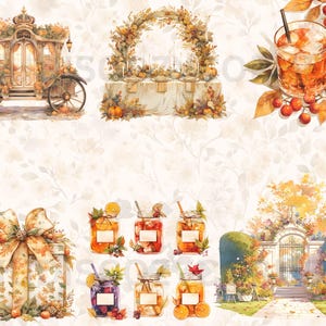 37 Vintage Autumn Wedding Clipart Bundle, Watercolor Bride and Groom ...