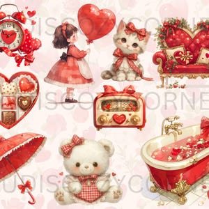 55 Vintage Valentine's Day Clipart Bundle, Printable Soft Romance JPG ...