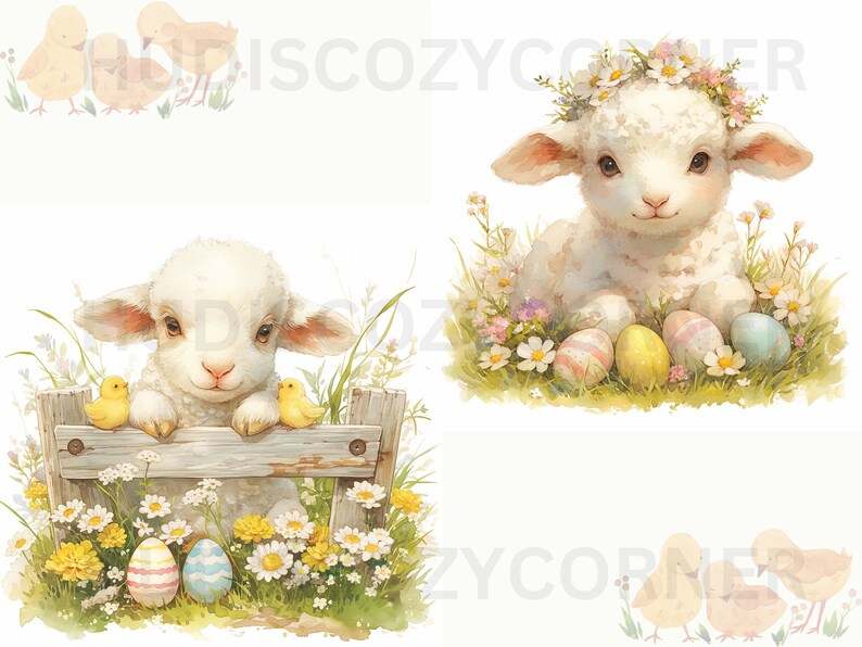 15 Watercolor Lamb Clipart Bundle for Easter Crafting Projects, Spring ...