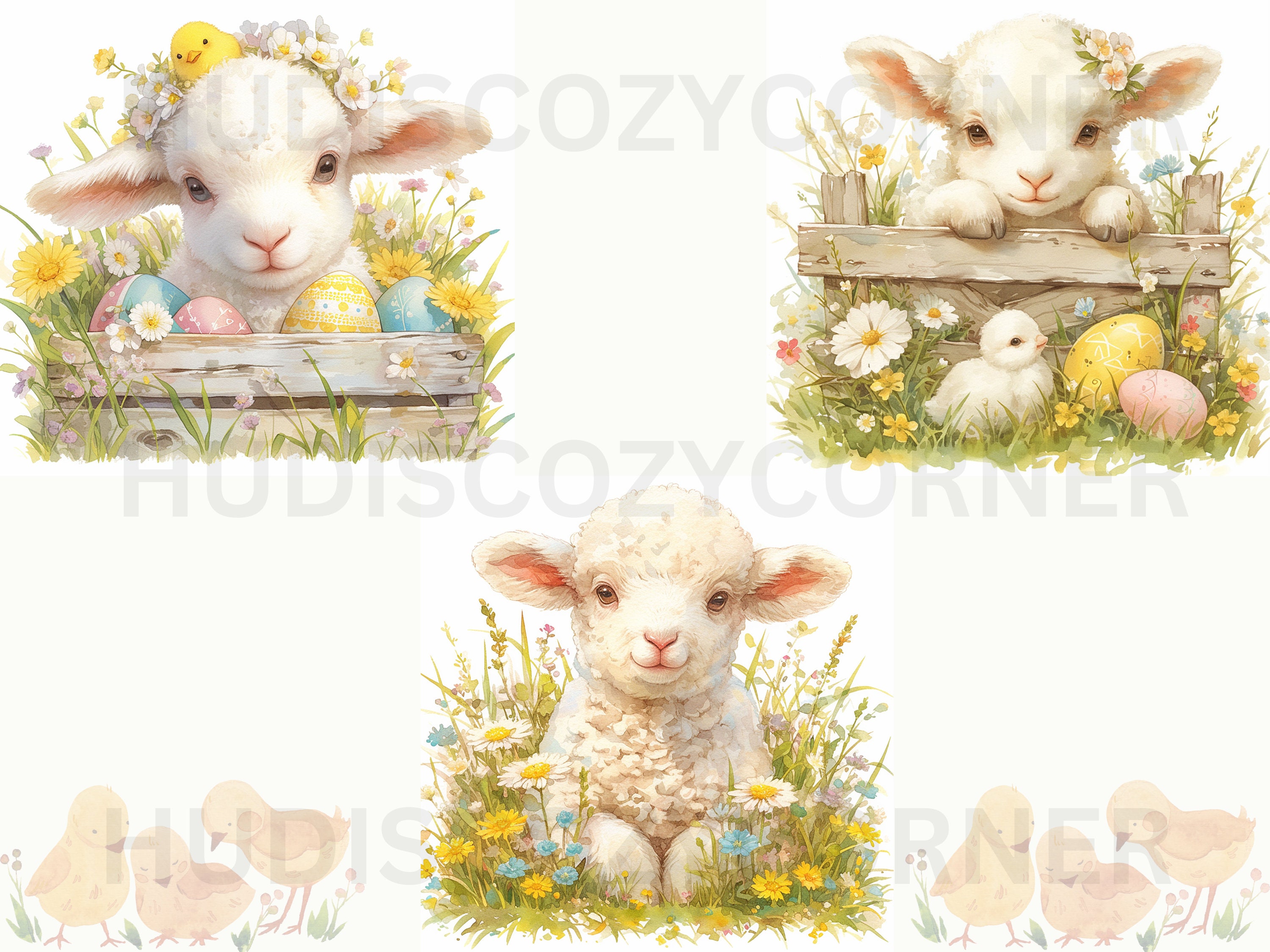 15 Watercolor Lamb Clipart Bundle for Easter Crafting Projects, Spring ...