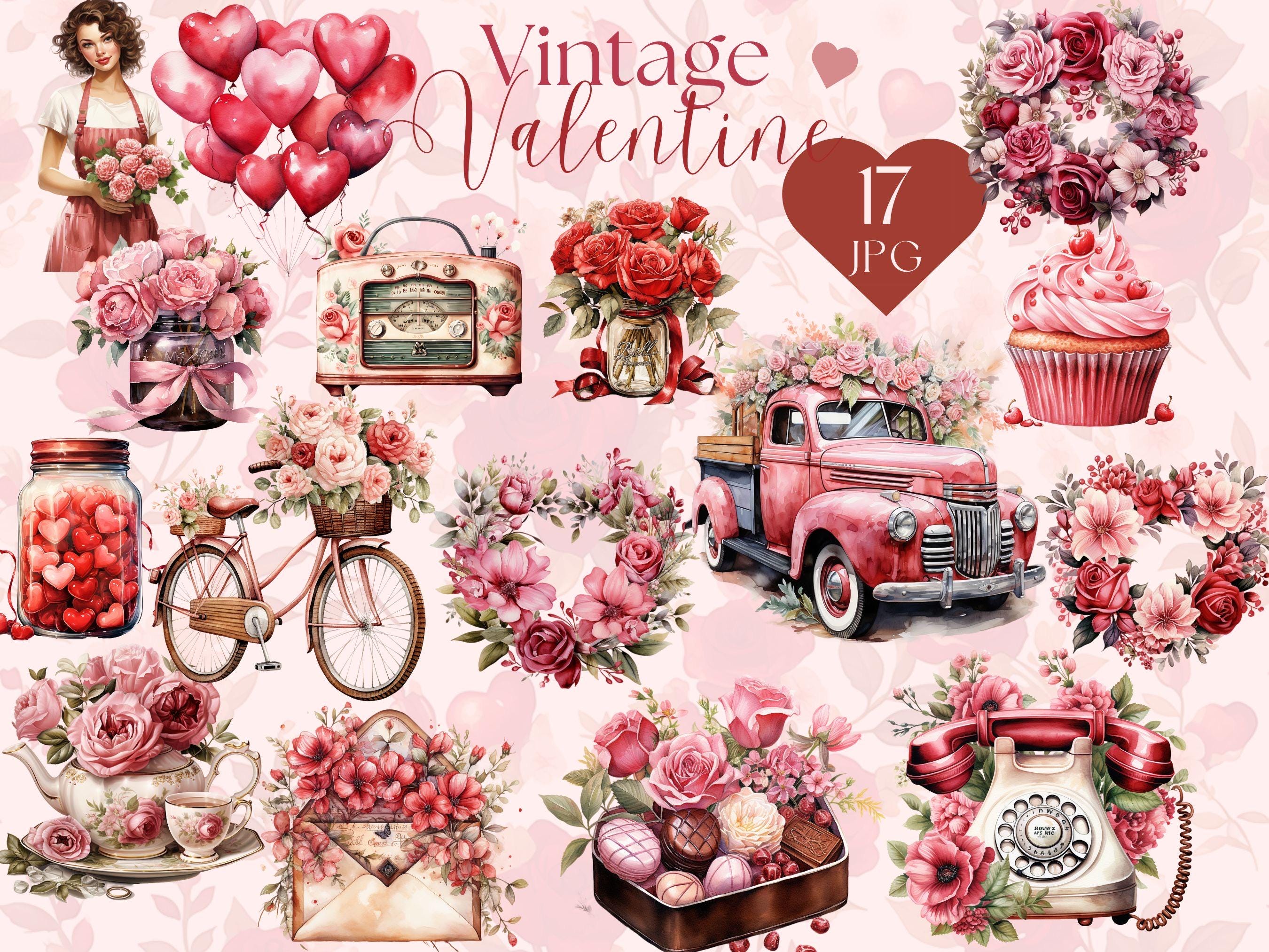 17 Vintage Valentine's Day Clipart Bundle, Printable High Quality JPG ...