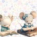 12 Cute Reading Mouse Clipart, Watercolor Cartoon Book Lover Mice ...
