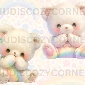 17 Cute Rainbow Themed Teddy Bear Clipart, Watercolor Pastel Teddies ...