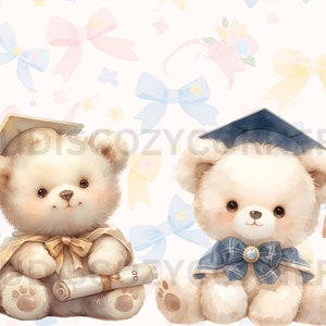 15 Graduating Teddy Bear Clipart Bundle, Watercolor Cute Grad Bear ...