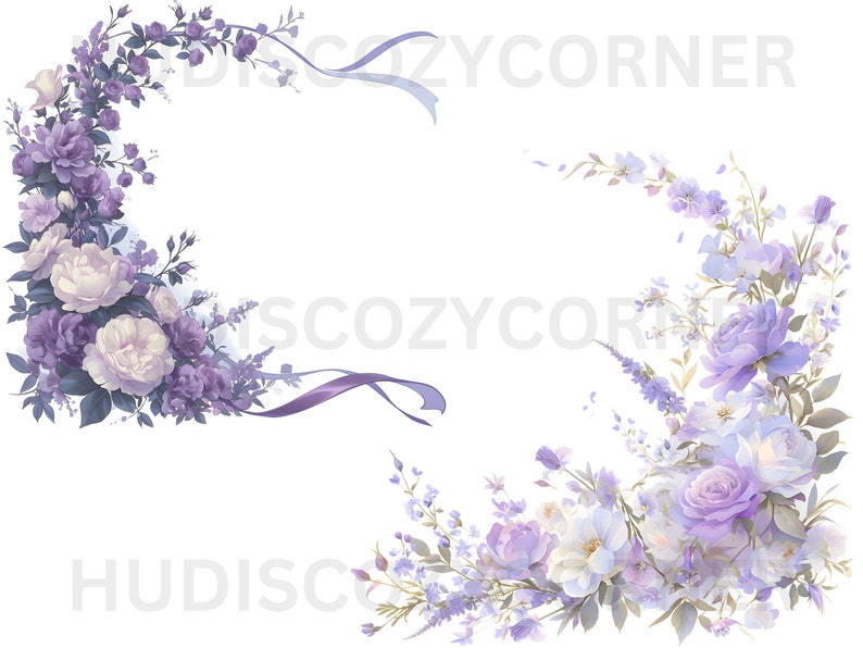 17 Rose Floral Border Clipart Bundle, Soft Watercolor Rose Flower ...