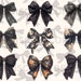 44 Black Bow Clipart, Watercolor Dark Lace Bow Design, Printable PNG ...
