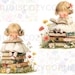 9 Vintage Reading Toddlers Clipart Bundle, Watercolor Spring Kids ...