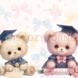 15 Graduating Teddy Bear Clipart Bundle, Watercolor Cute Grad Bear ...