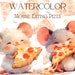 10 Cute Mice Eating Pizza Clipart, Printable Watercolor Mouse Bundle ...