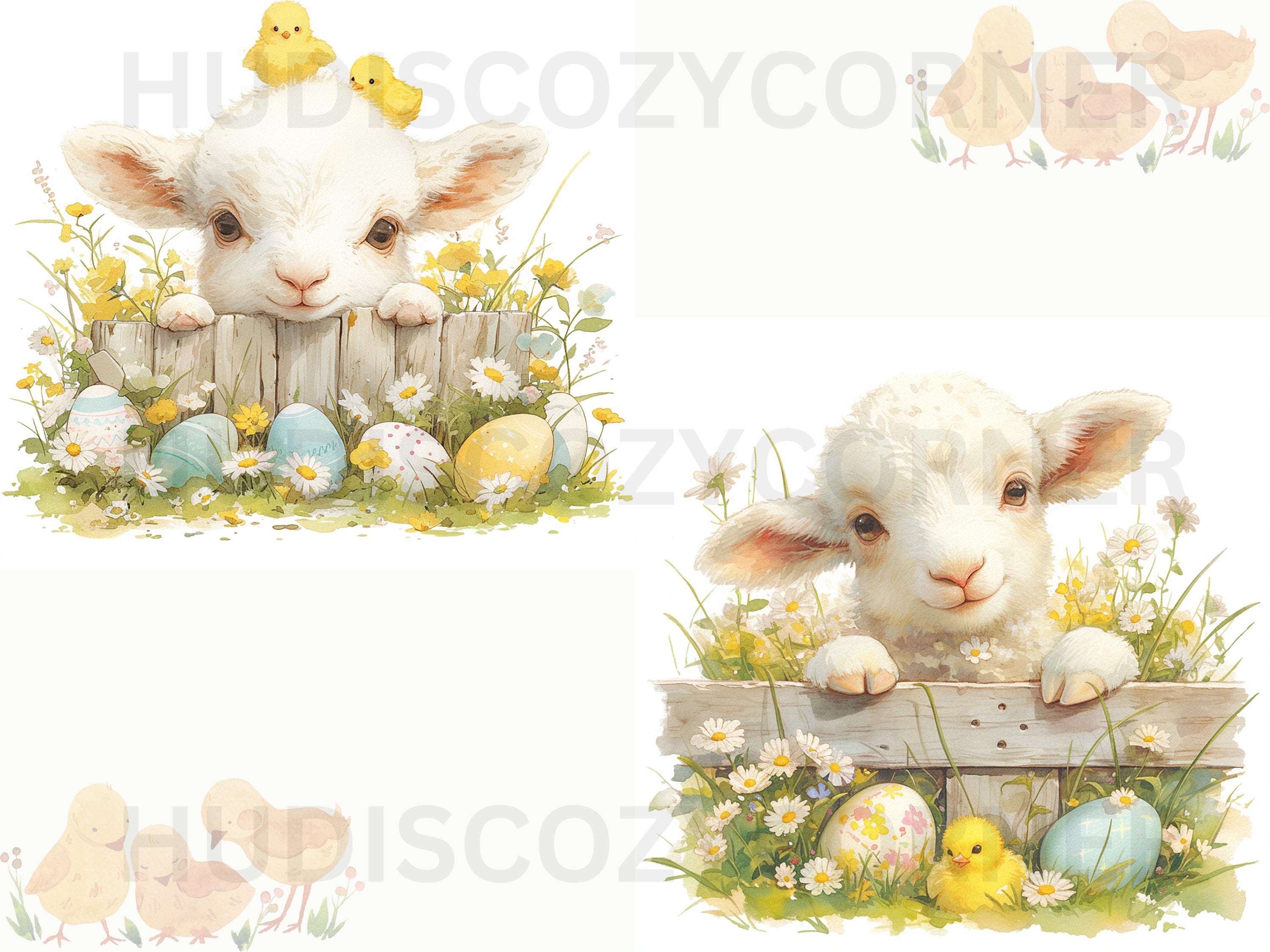 15 Watercolor Lamb Clipart Bundle for Easter Crafting Projects, Spring ...